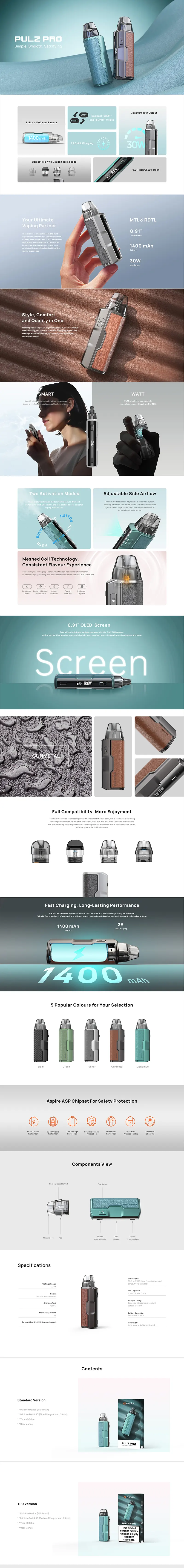 Aspire Pulz Pro Pod Kit 1400mAh